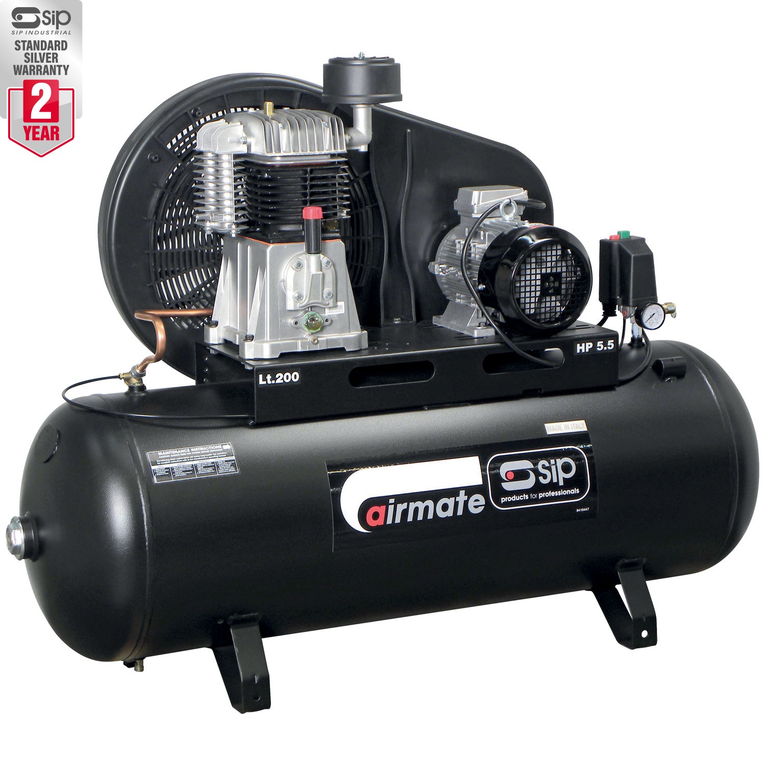 SIP TN5.5/200 200ltr 5.5hp Belt Drive Compressor - SIP Industrial ...