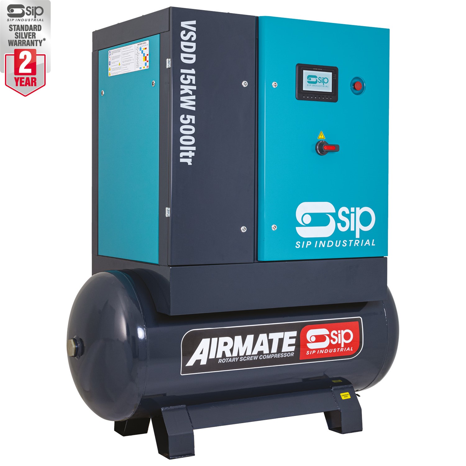 SIP VSDD 15kW 10bar 500ltr Screw Compressor - SIP Industrial Products ...