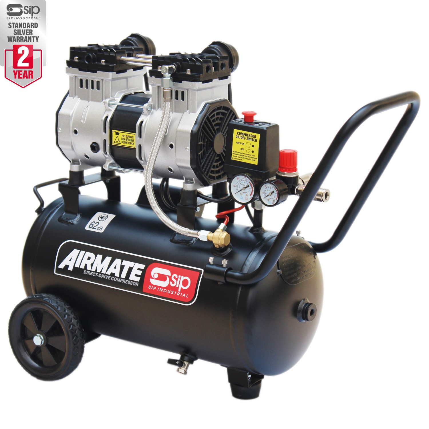 SIP DD 2hp 24ltr Low Noise Oil-Free Compressor - SIP Industrial ...